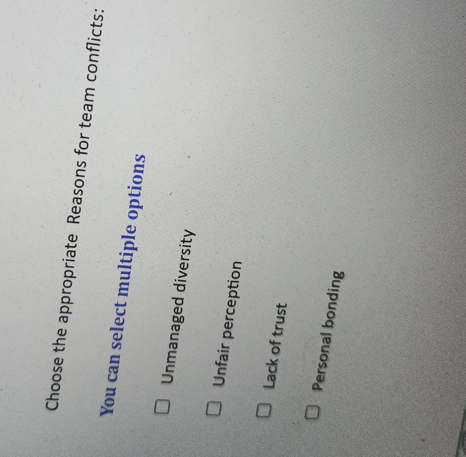 Choose the appropriate Reasons for team | StudyX