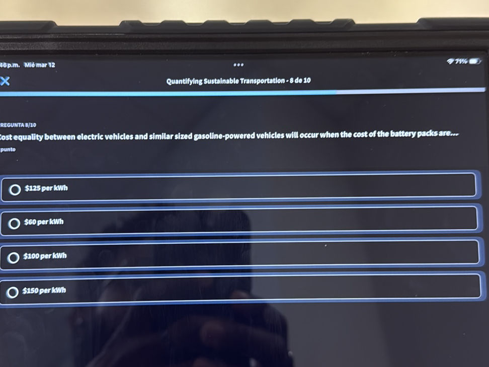 Cost equality between electric vehicles and | StudyX