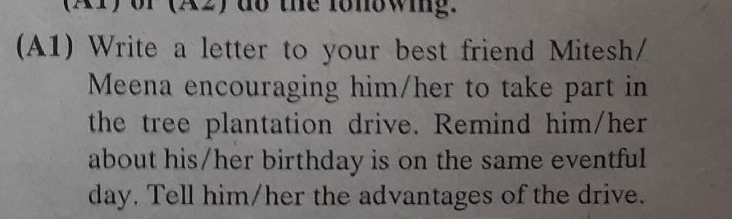 (A1) Write a letter to your best friend | StudyX