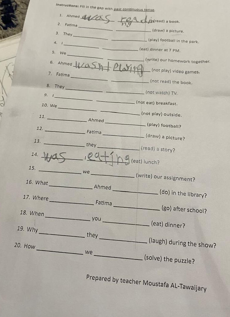 Instructions: Fill in the gap with past | StudyX