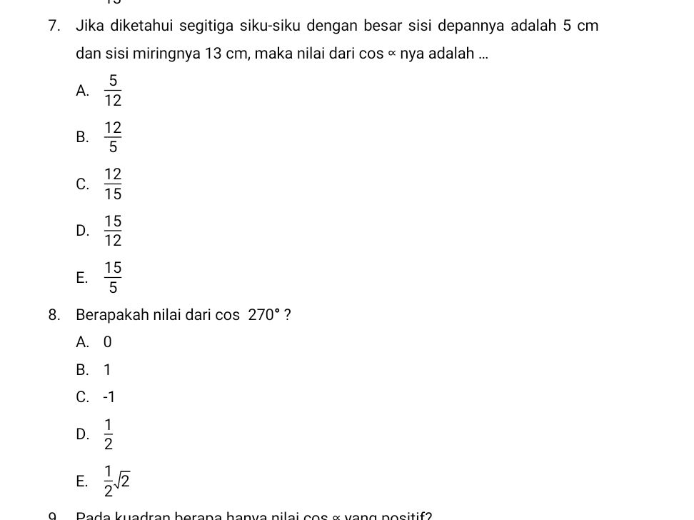 7. Jika diketahui segitiga siku-siku dengan | StudyX