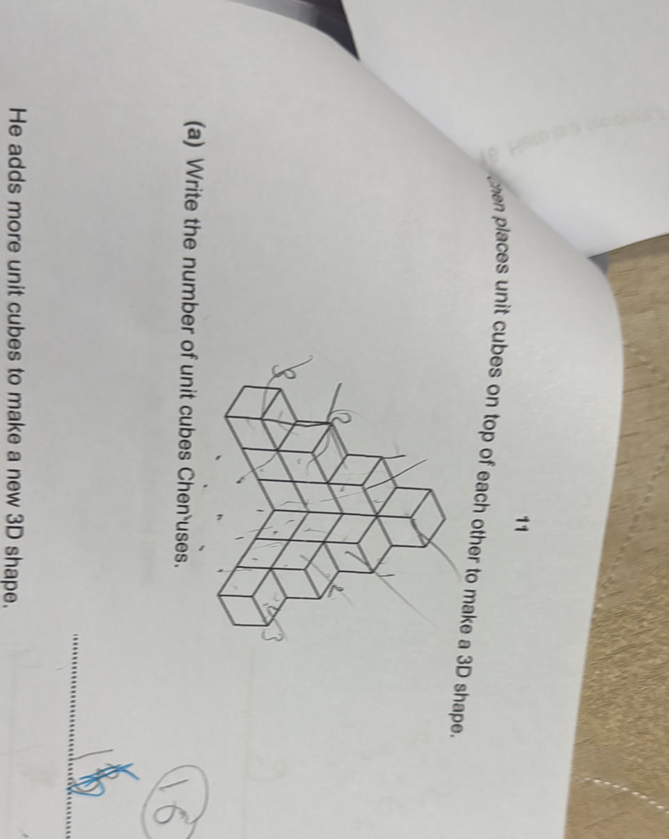 (a) Write the number of unit cubes Chen'