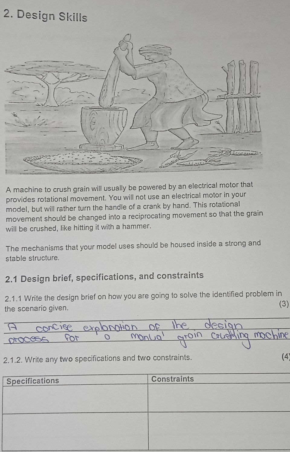 2. Design Skills A machine to crush grain | StudyX