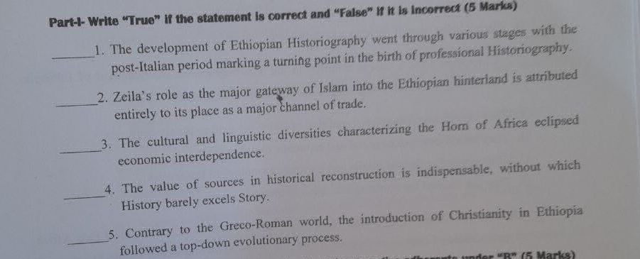 Part-I- Write "True" if the statement is | StudyX