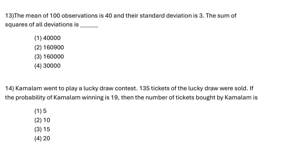 13) The mean of 100 observations is 40 and | StudyX
