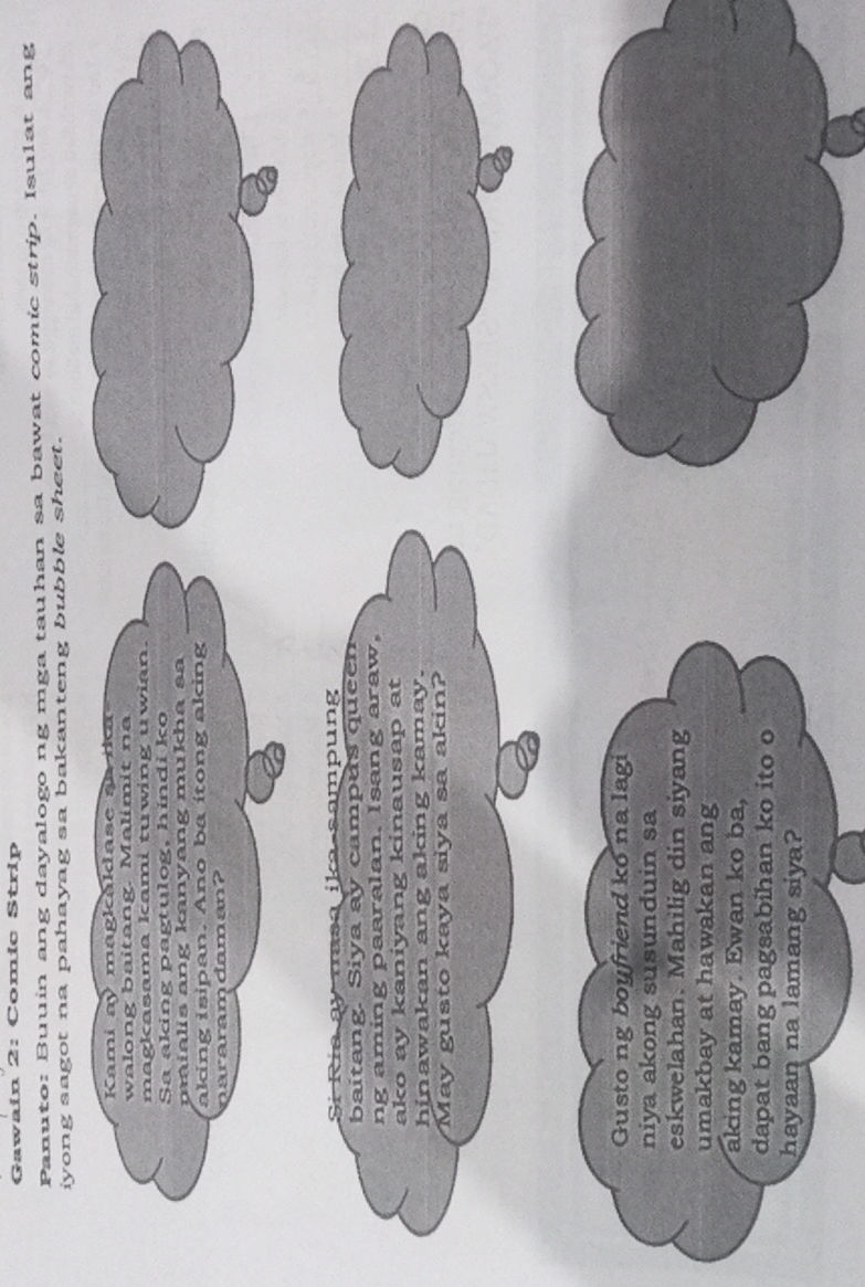 Gawain 2: Comic Strip Panuto: Buuin ang | StudyX
