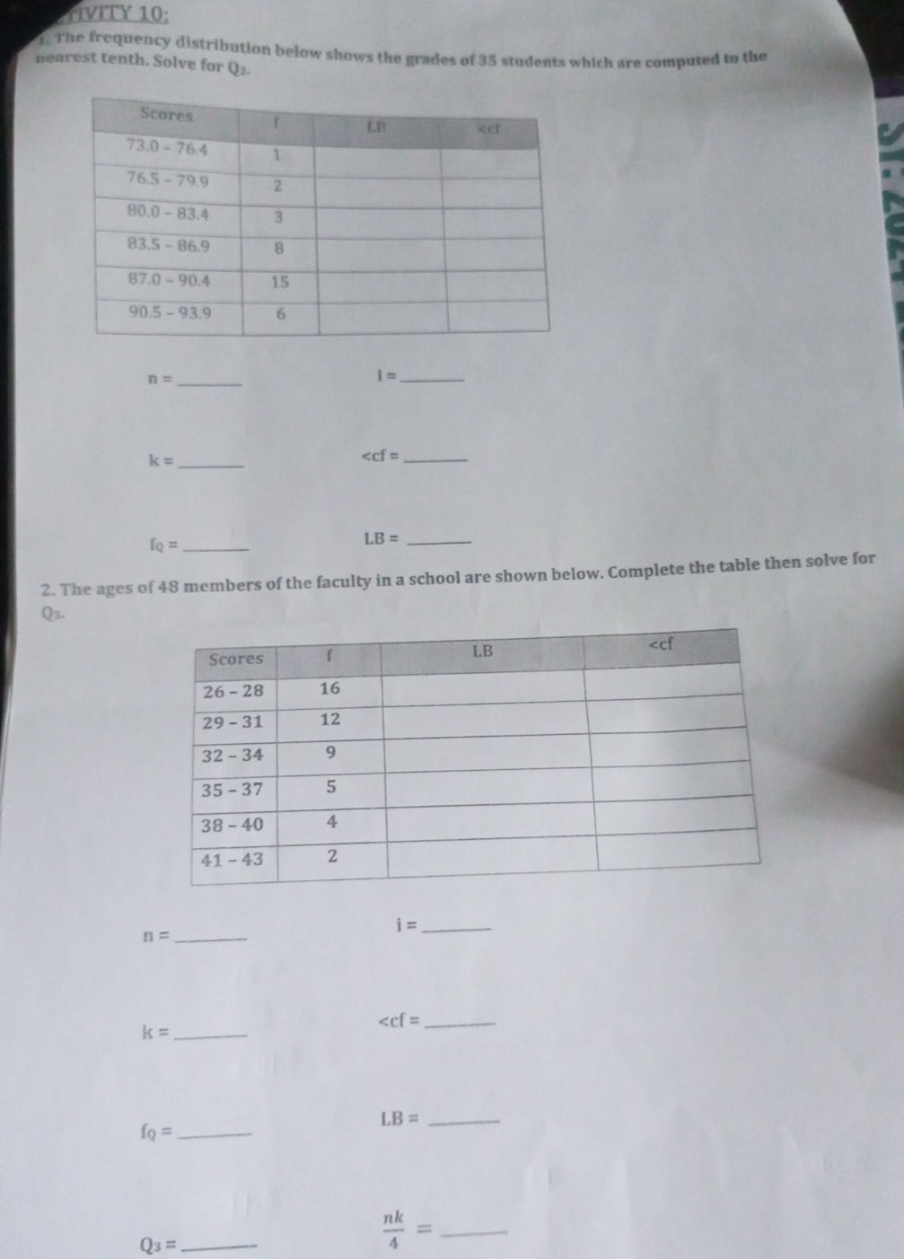 1. The frequency distribution below shows | StudyX