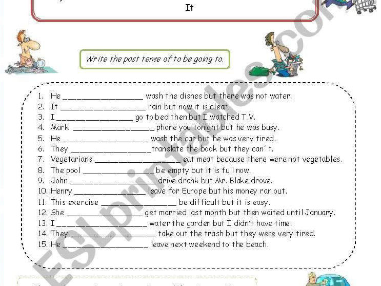 Write the past tense of to be going to. 1. | StudyX