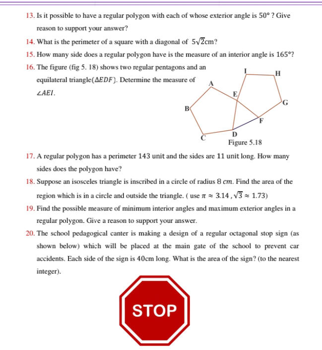 13. Is it possible to have a regular polygon | StudyX
