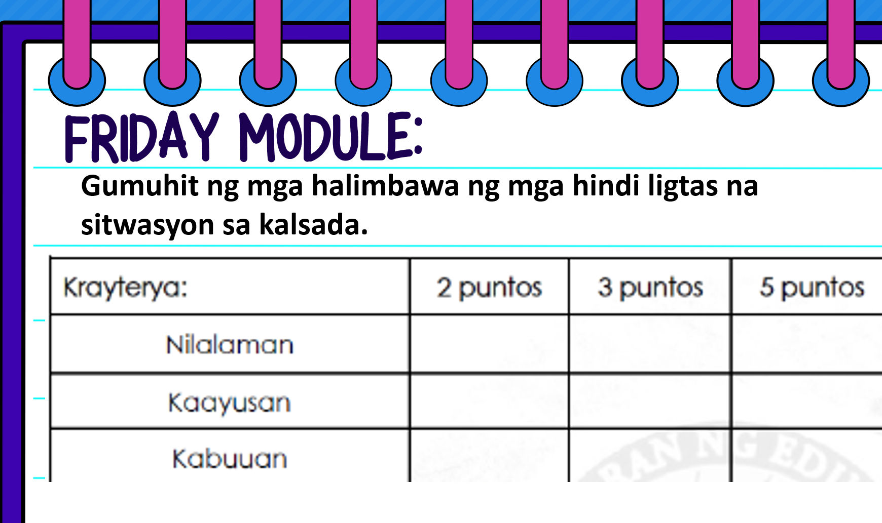 FRIDAY MODULE: Gumuhit ng mga halimbawa ng | StudyX
