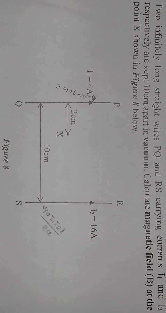Two infinitely long straight wires PQ and RS | StudyX