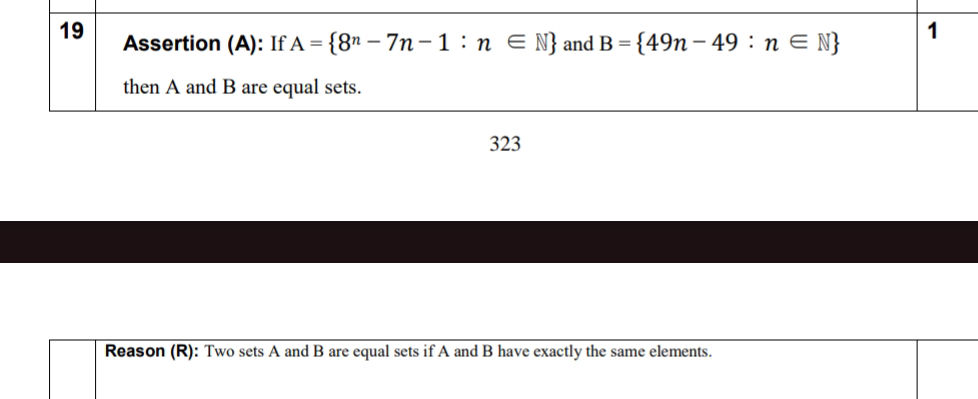 Assertion (A): If $A = \{8n - 7n - 1 : n | StudyX