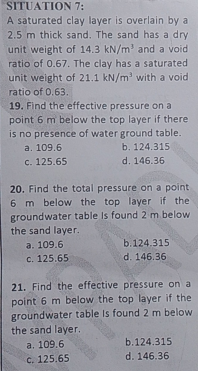 SITUATION 7: A saturated clay layer is | StudyX