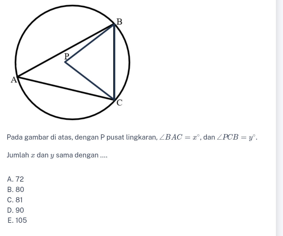 Pada gambar di atas, dengan P pusat | StudyX