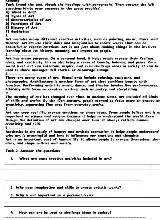 Task 1. read the text. Match the headings | StudyX