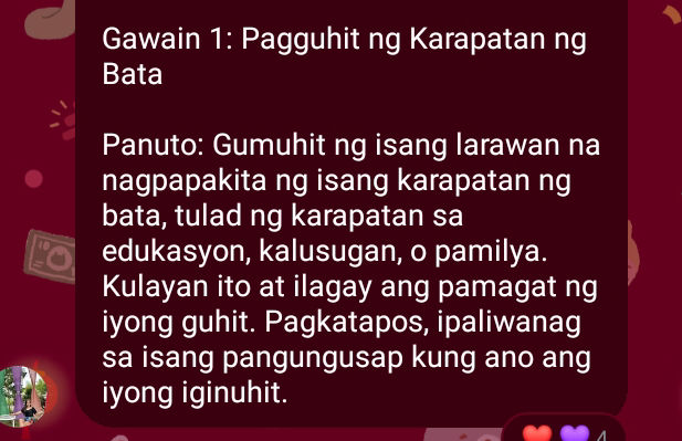 Gawain 1: Pagguhit ng Karapatan ng Bata | StudyX