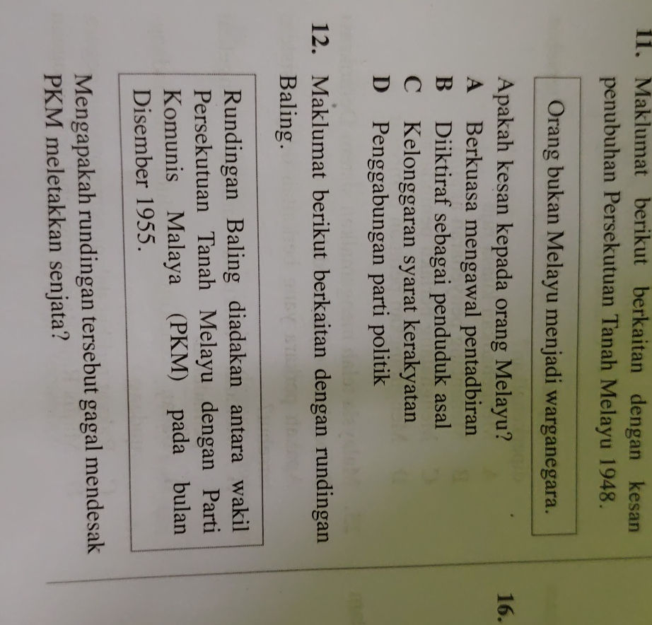 11. Maklumat berikut berkaitan dengan kesan | StudyX