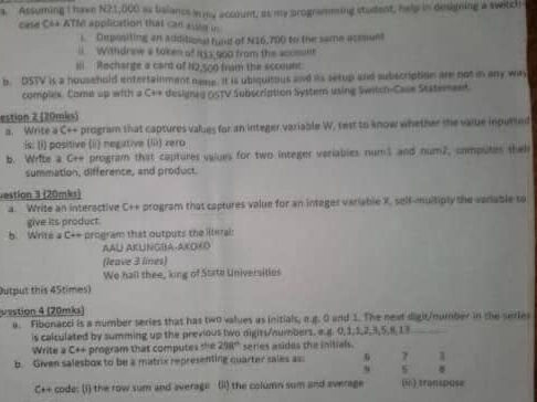 Question 2 (20mks) a. Write a C++ program | StudyX