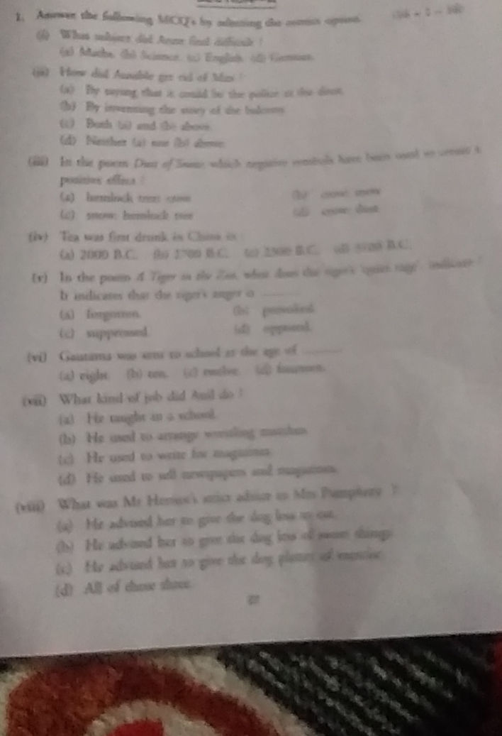 1. Answer the following MCQs by selecting | StudyX