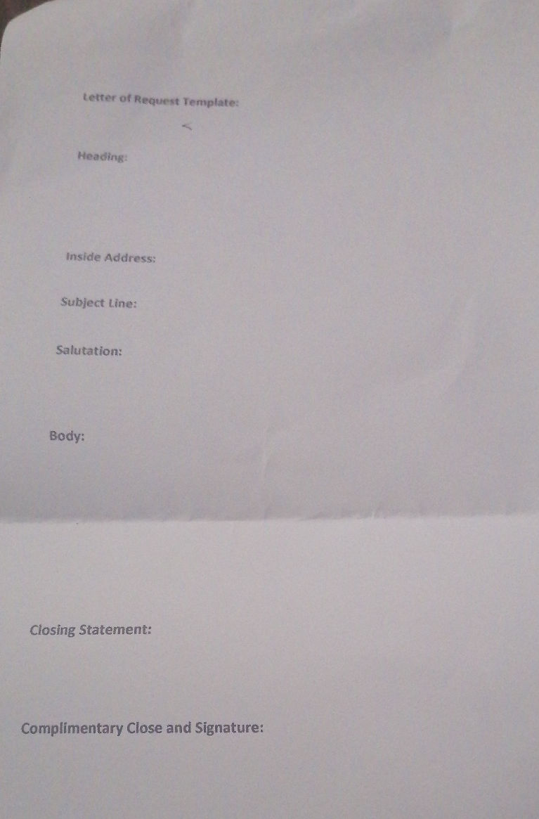 Letter of Request Template: Heading: | StudyX