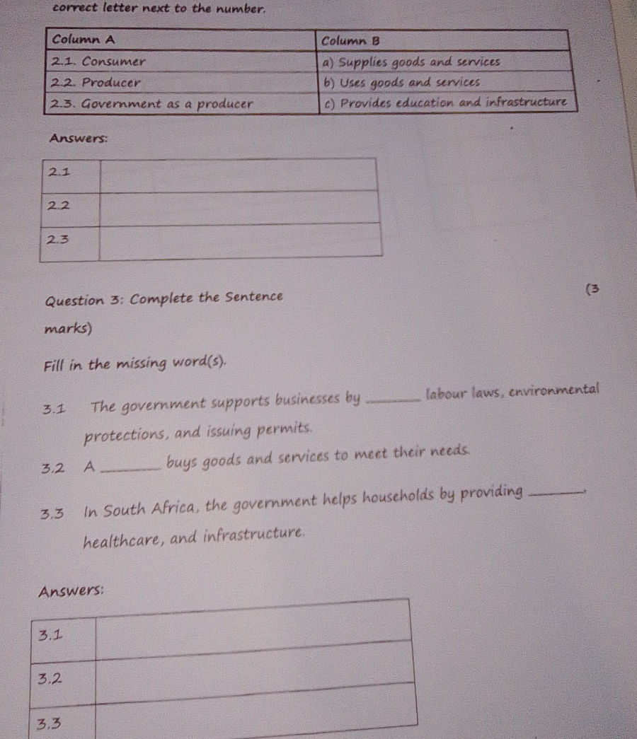 Match the items in Column A with the correct | StudyX