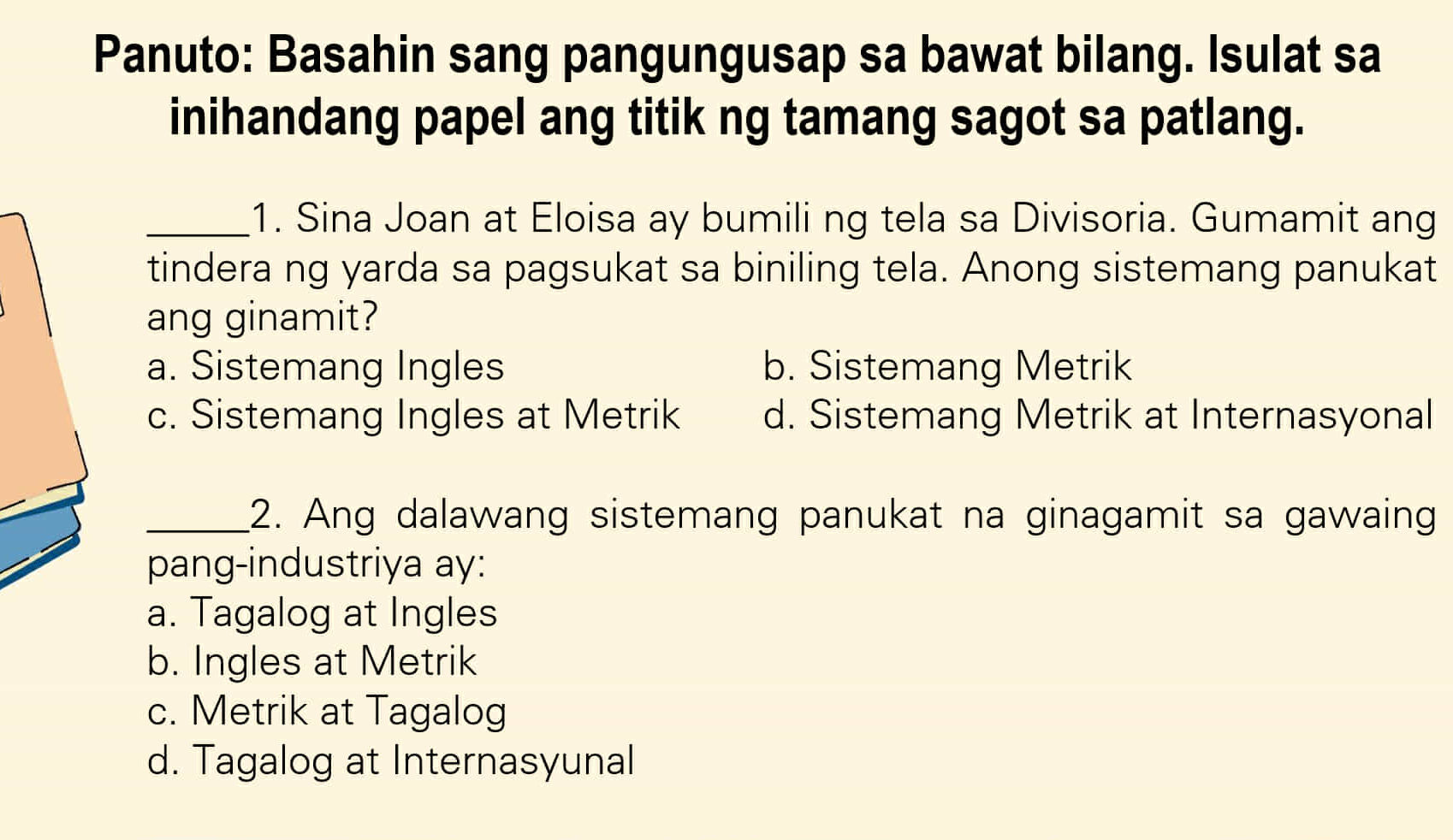 Panuto: Basahin sang pangungusap sa bawat | StudyX