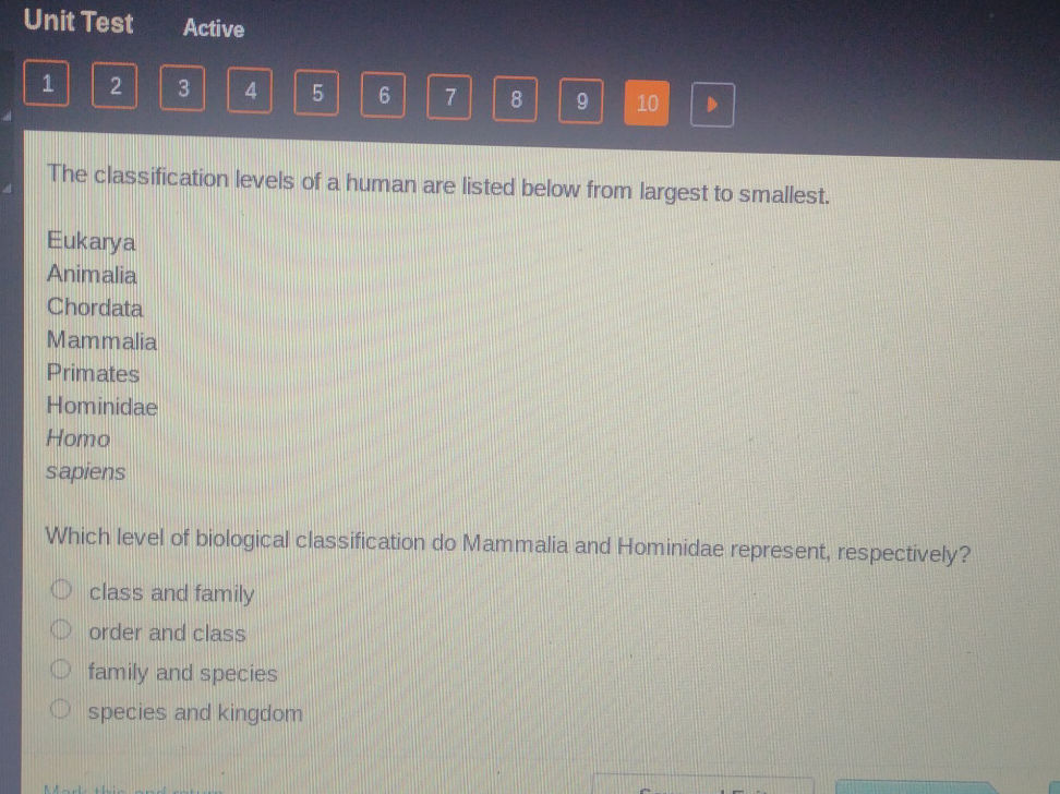 The classification levels of a human are | StudyX