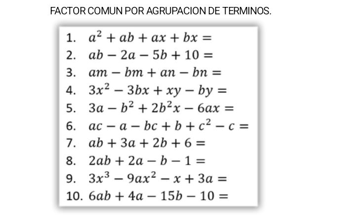 FACTOR COMUN POR AGRUPACION DE TERMINOS. 1. | StudyX