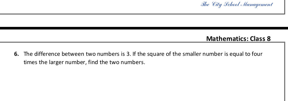 6. The difference between two numbers is 3. | StudyX