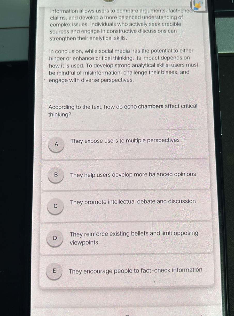 According to the text, how do echo chambers | StudyX