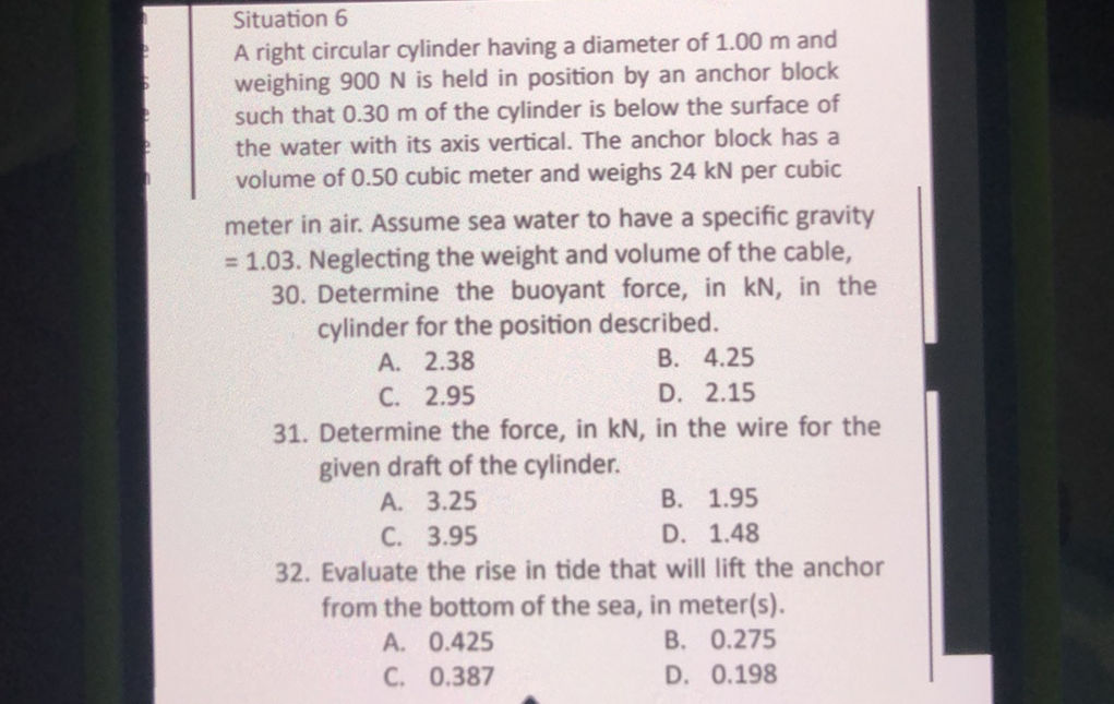 Situation 6 A right circular cylinder | StudyX