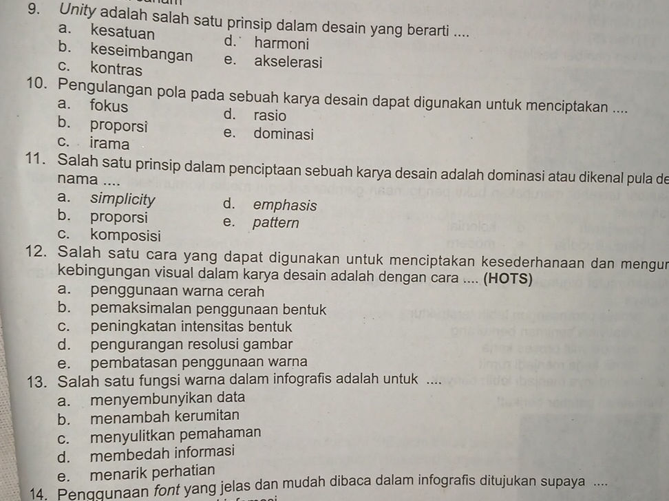 9. Unity adalah salah satu prinsip dalam | StudyX