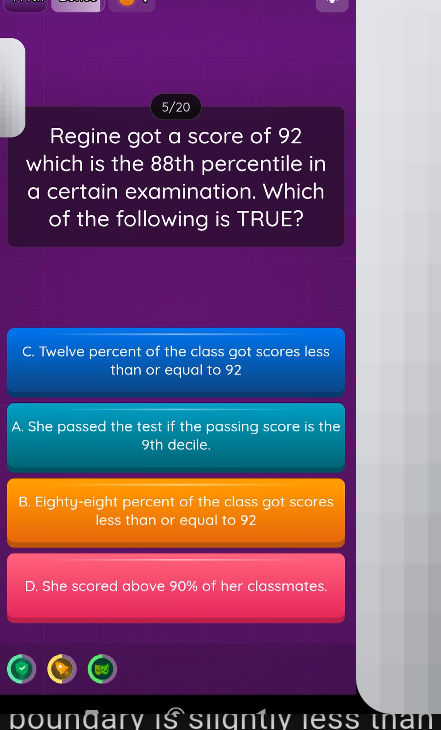 Regine got a score of 92 which is the 88th | StudyX