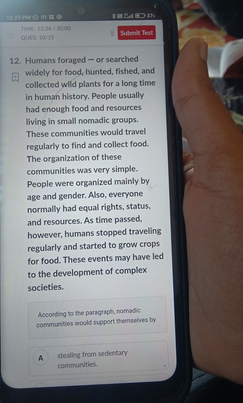 12. Humans foraged — or searched widely for | StudyX