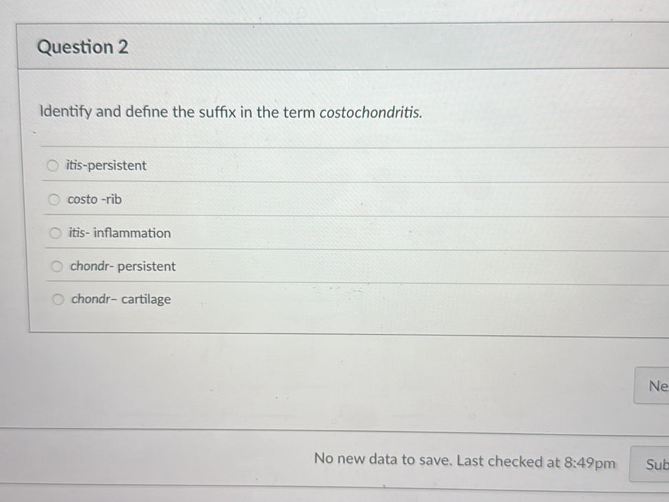 Identify and define the suffix in the term | StudyX