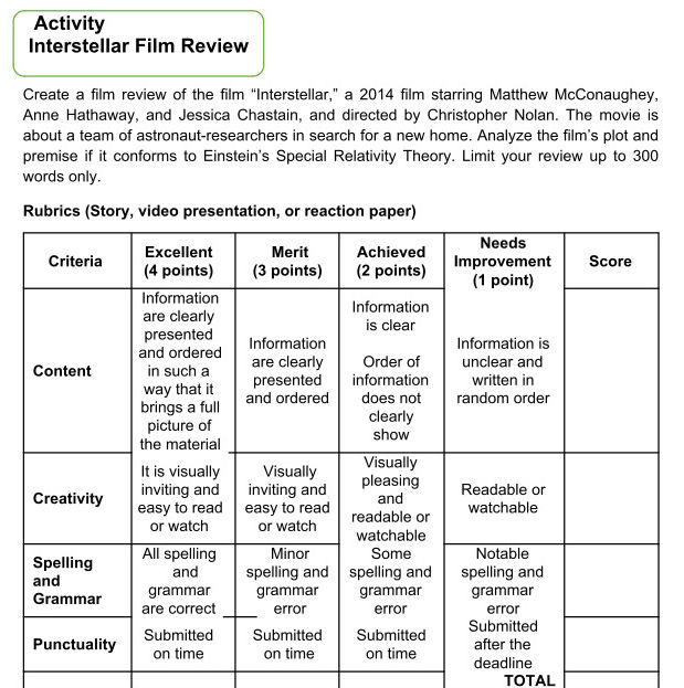Create a film review of the film | StudyX