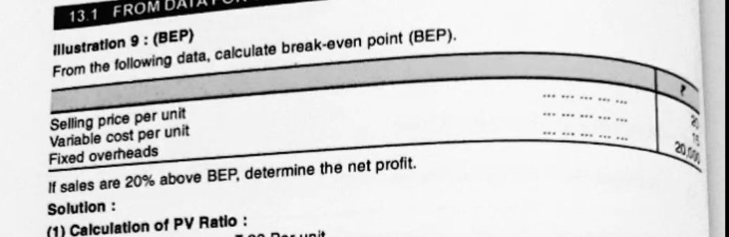 Illustration 9: (BEP) From the following | StudyX