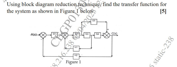 Using block diagram reduction technique, | StudyX