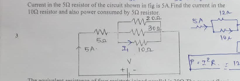 Current in the 5Ω resistor of the circuit | StudyX