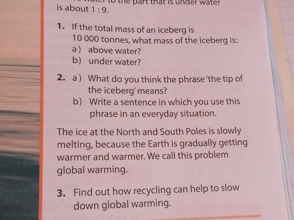 1. If the total mass of an iceberg is 10 000 | StudyX