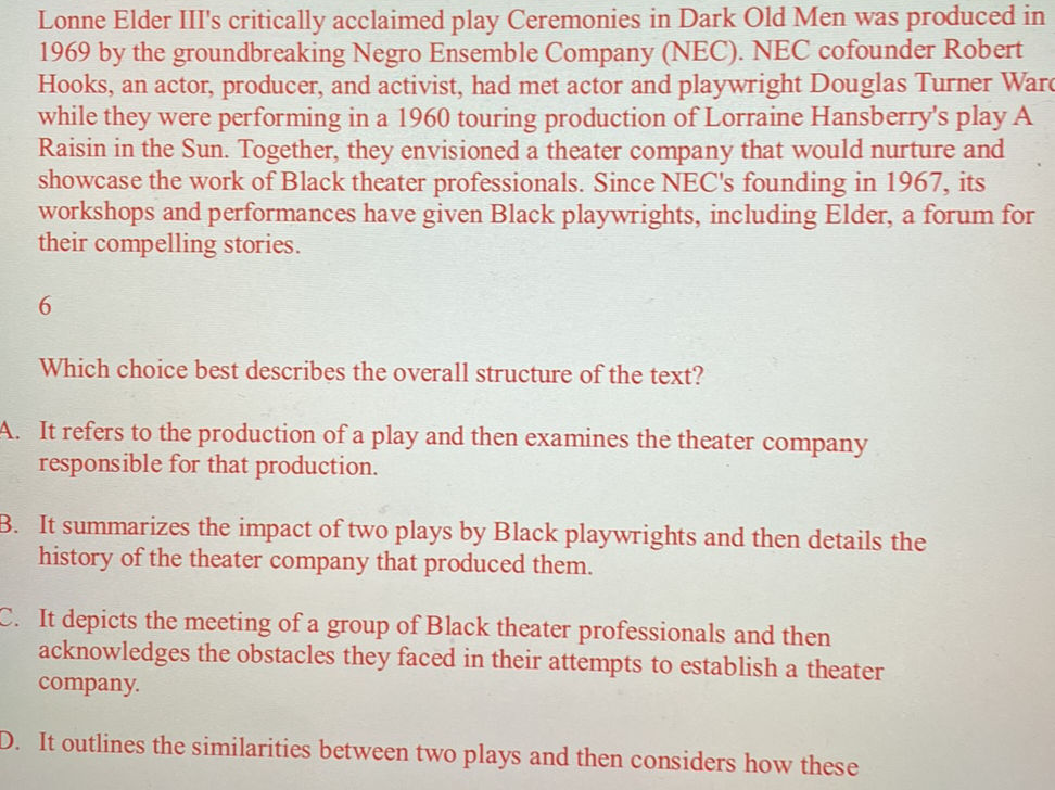 Lonne Elder III's critically acclaimed play | StudyX