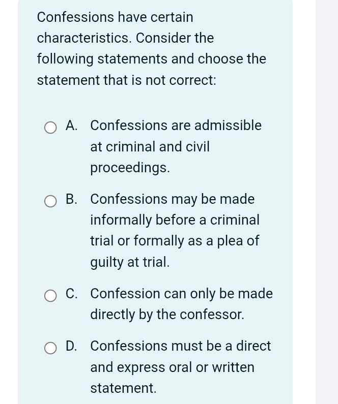 Confessions have certain characteristics. | StudyX