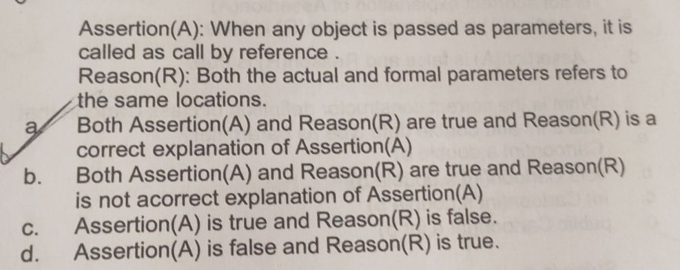 Assertion(A): When any object is passed as | StudyX