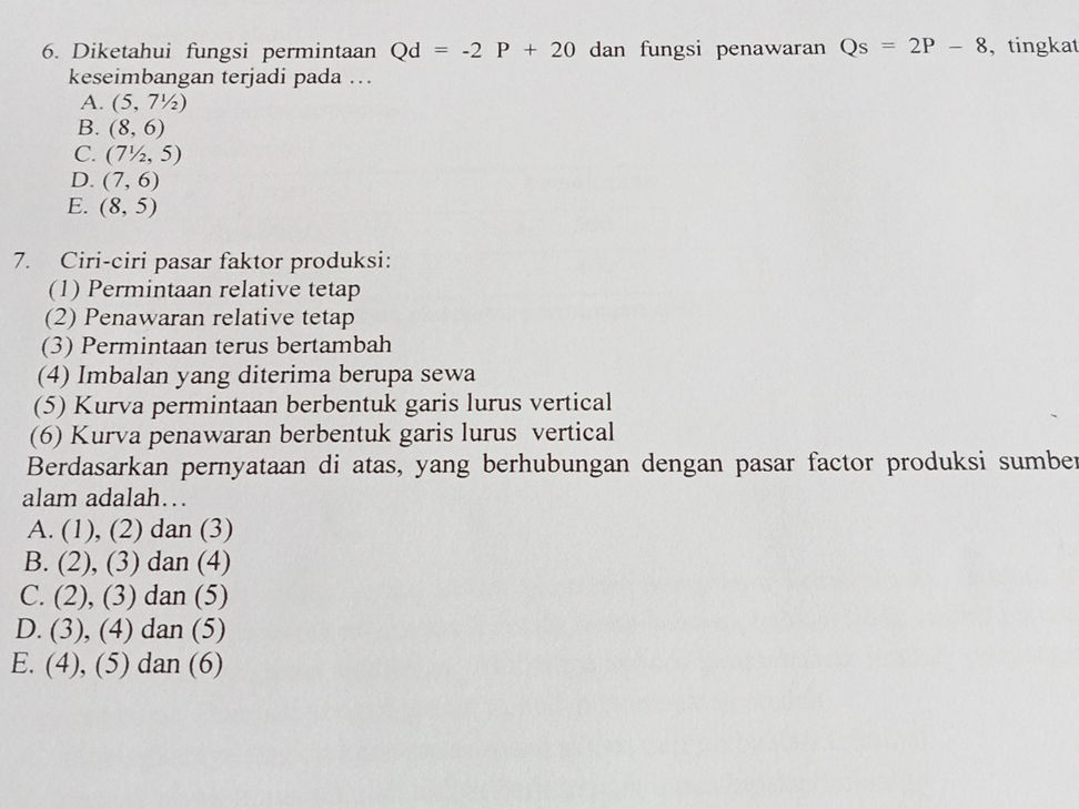 6. Diketahui fungsi permintaan $Qd = -2P + | StudyX