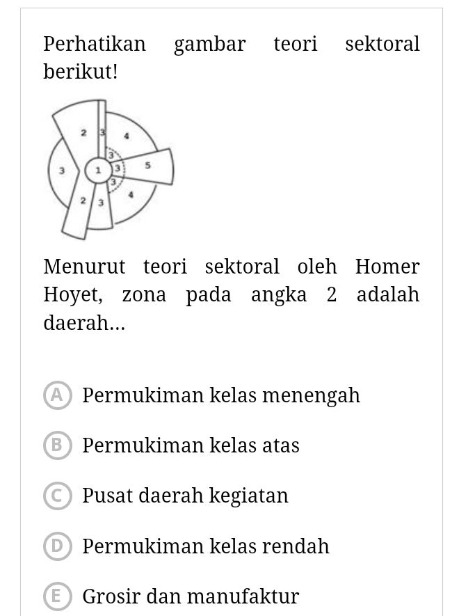 Perhatikan gambar teori sektoral berikut! | StudyX