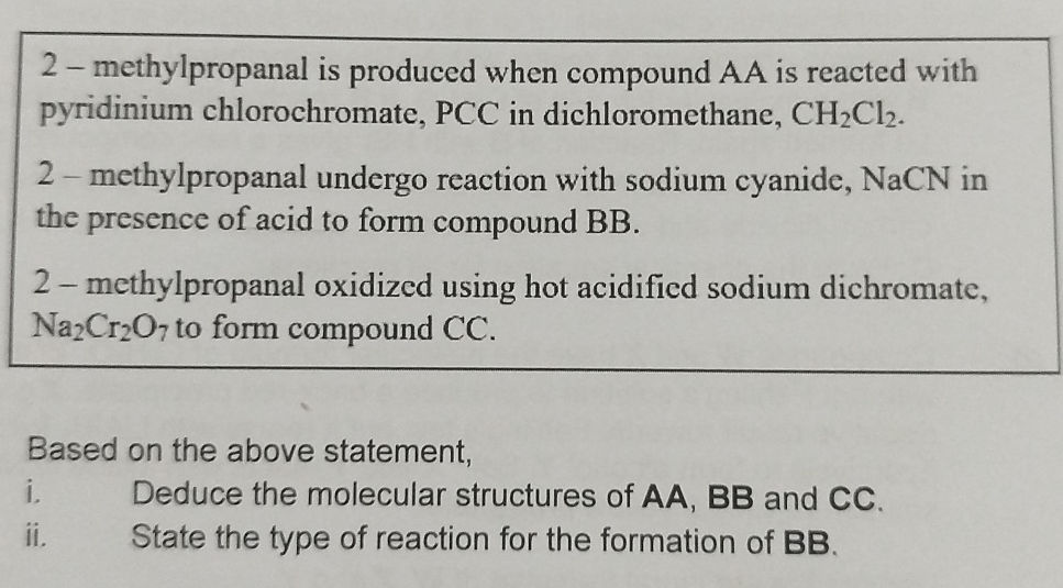 2 - methylpropanal is produced when compound