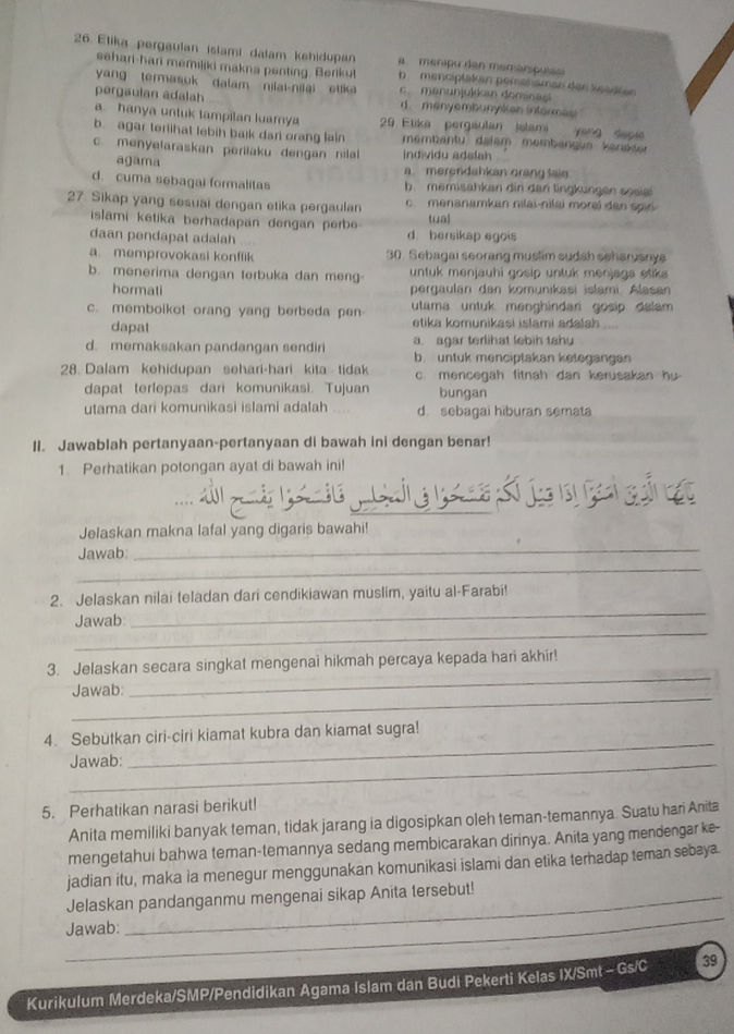 26. Etika pergaulan islami dalam kehidupan | StudyX