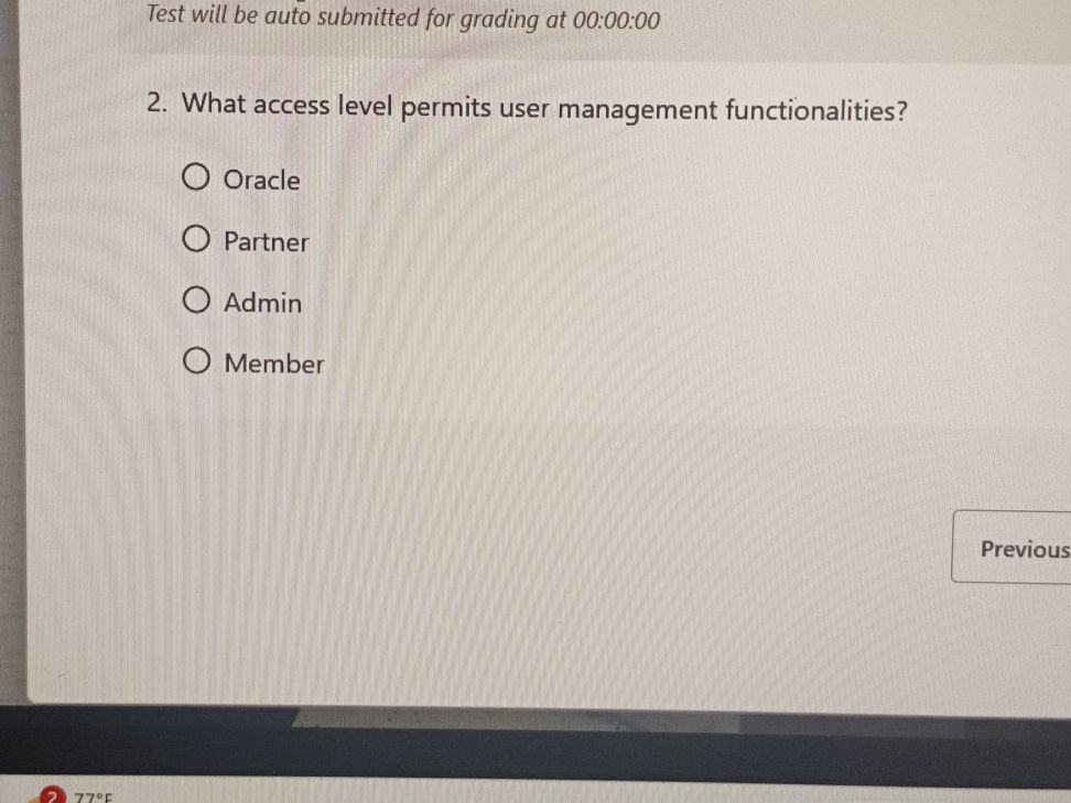 2. What access level permits user management | StudyX