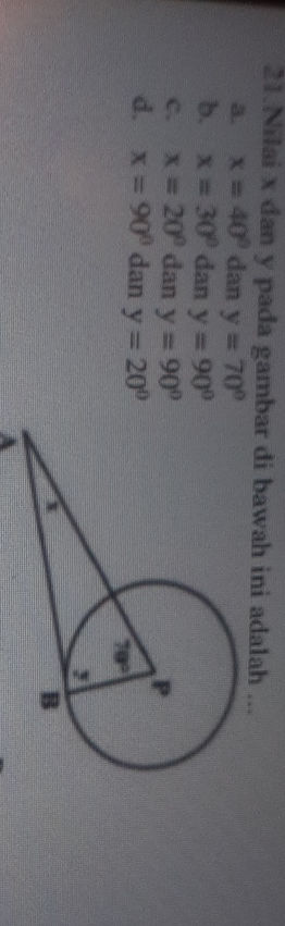 21. Nilai x dan y pada gambar di bawah ini | StudyX