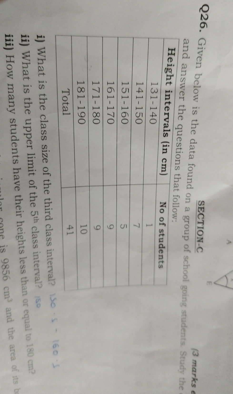 Q26. Given below is the data SECTION-C and | StudyX